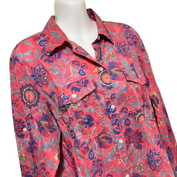 Lauren Ralph Lauren | Tops | Lauren Ralph Lauren Pink Floral Button ...